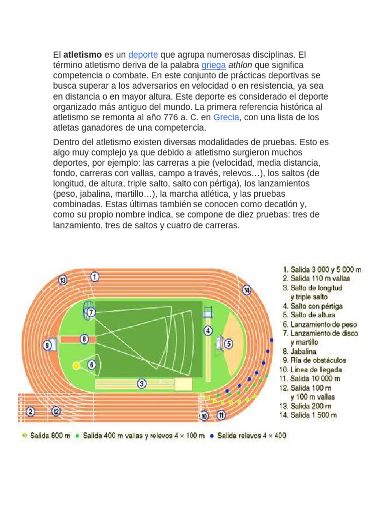 Partes y Medidas de una Pista de Atletismo | PDF | Deporte del ...