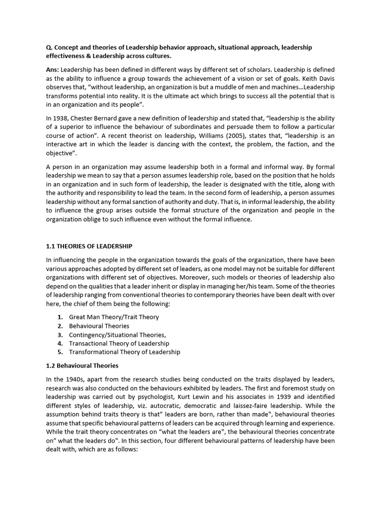 Notes On Leadership | PDF