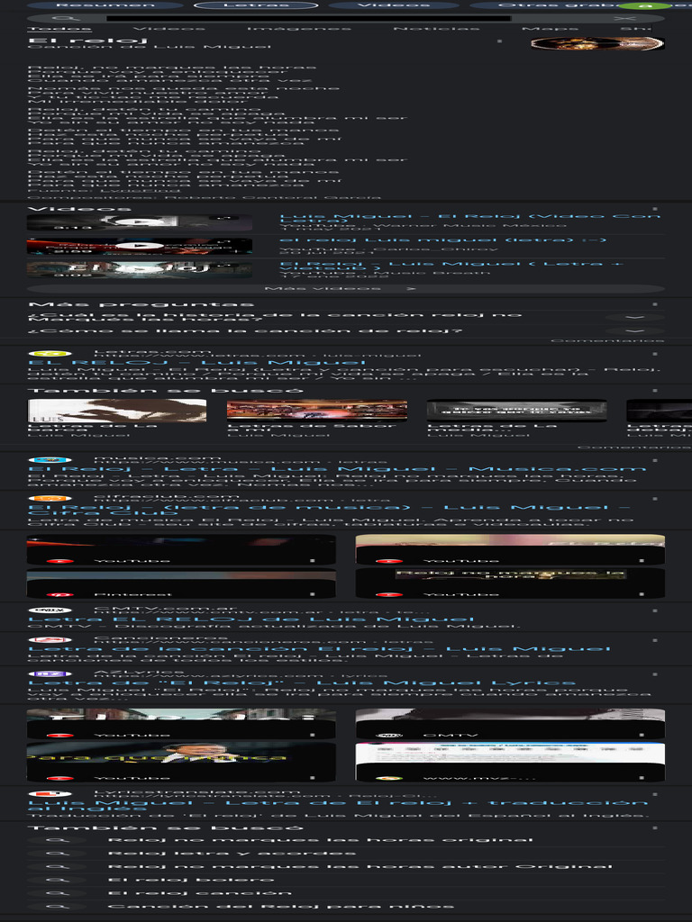 Letras de Luis Miguel El Reloj - Buscar Con Google | PDF