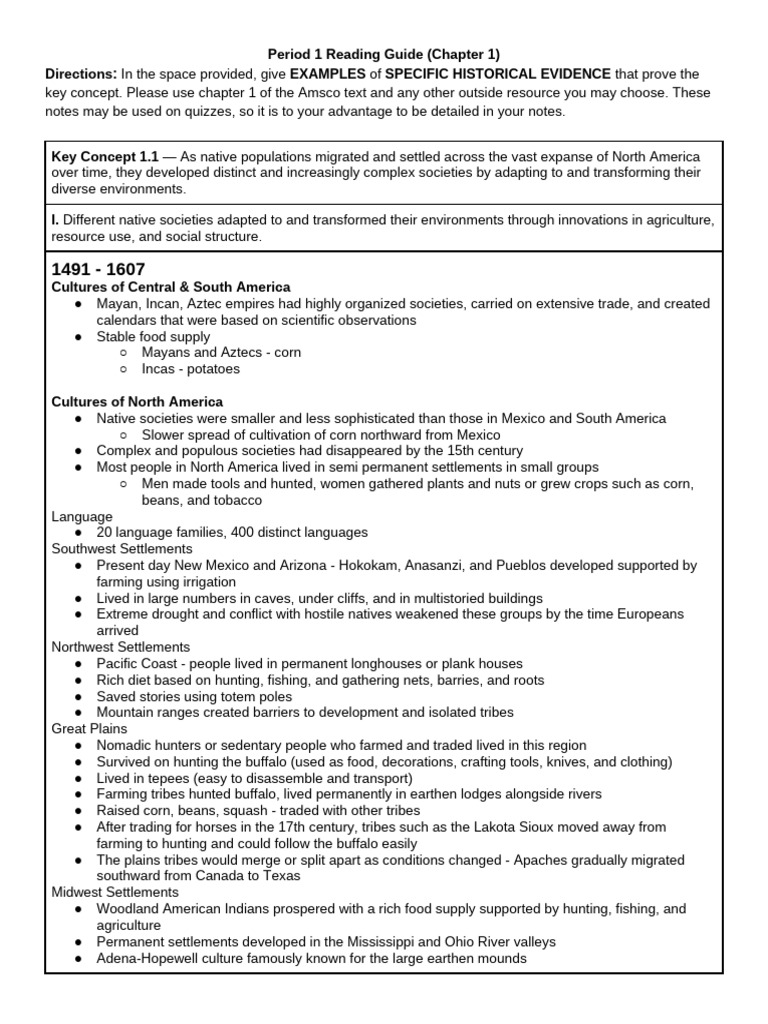 Period 1 Reading Guide | PDF