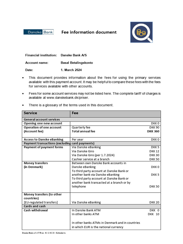 Gebyroplysningsdokument Til Basal Betali | PDF