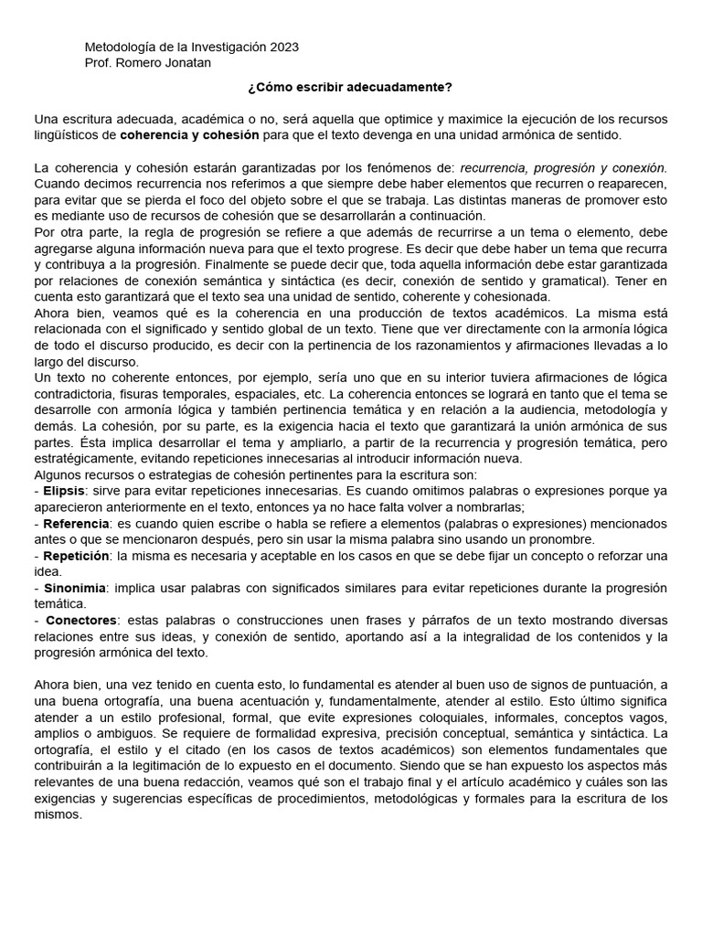 ¿Cómo Escribir Adecuadamente | PDF