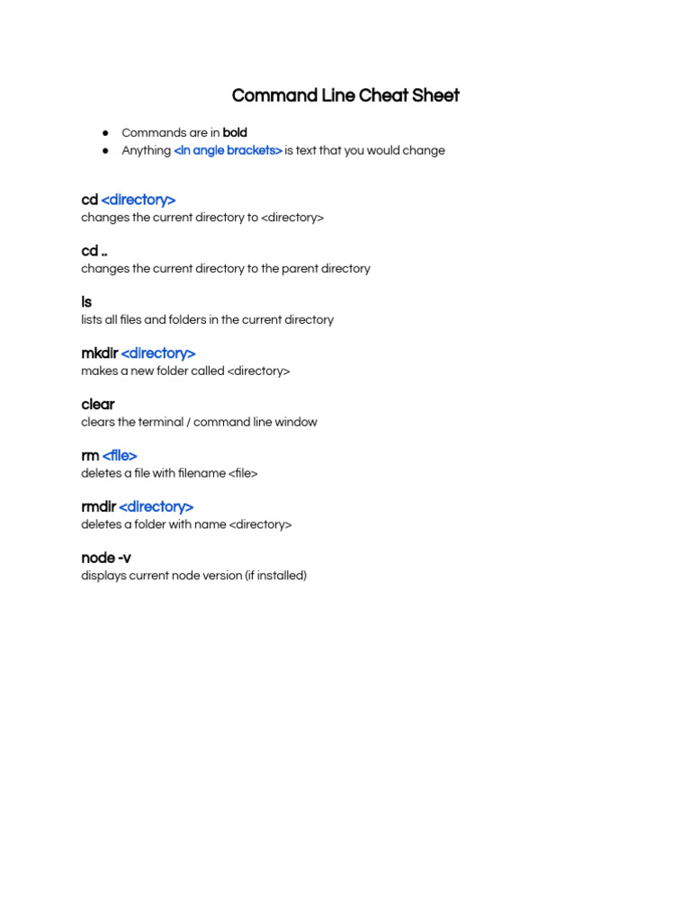 Command Line Cheat Sheet | PDF
