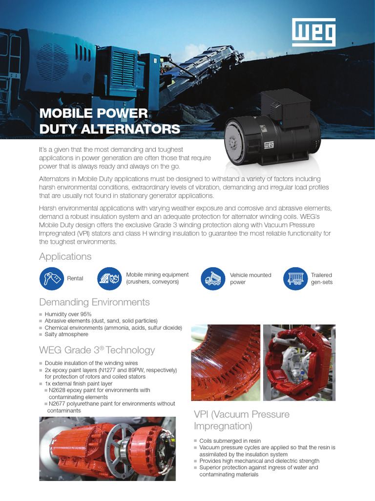 WEG Mobile Power Duty Alternators 50103349 Brochure English | PDF ...