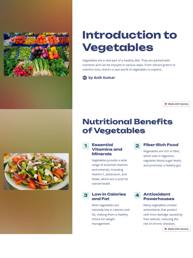 Introduction To Vegetables | PDF