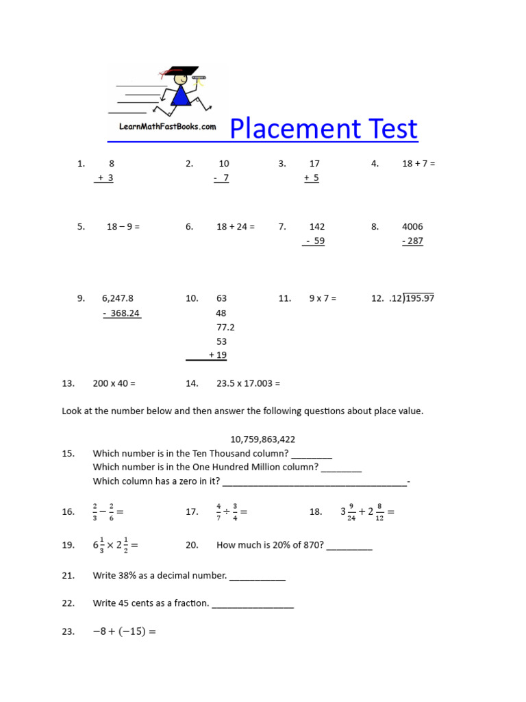 Placement Test 2024 | PDF