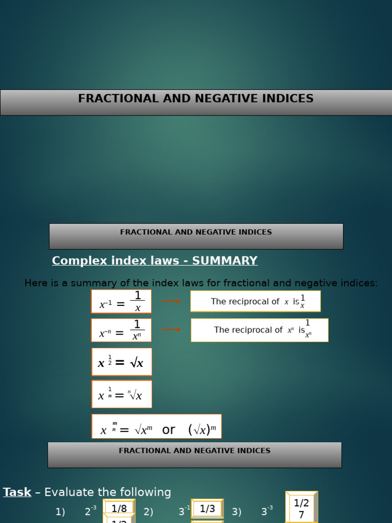 Chapter 1 - C. Rational and Fractional Indices | PDF