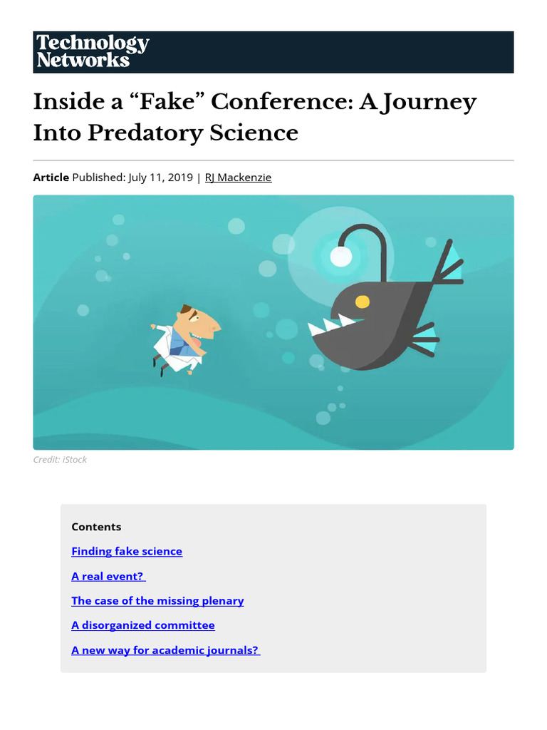 Inside A "Fake" Conference - A Journey Into Predatory Science | PDF ...