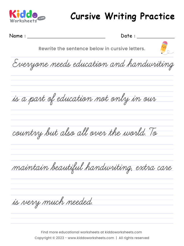 Cursive Writing Worksheet 1 | PDF