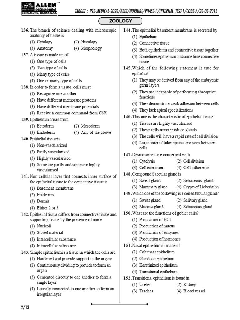 Animal Tissue PDF