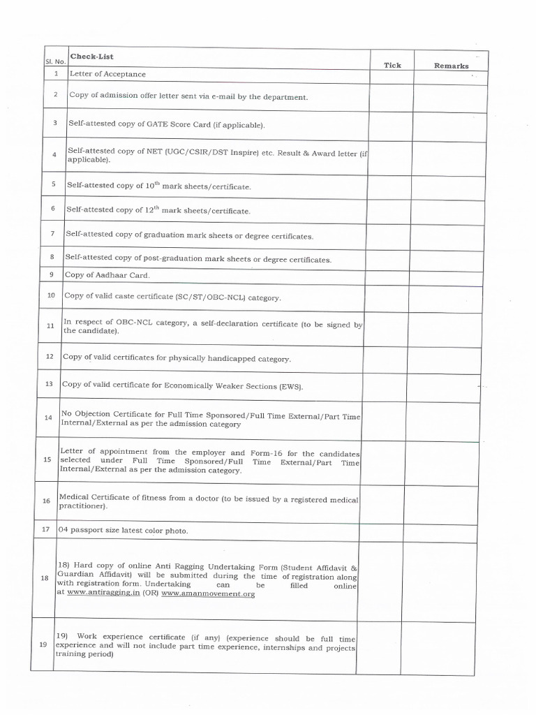 Checklist | PDF