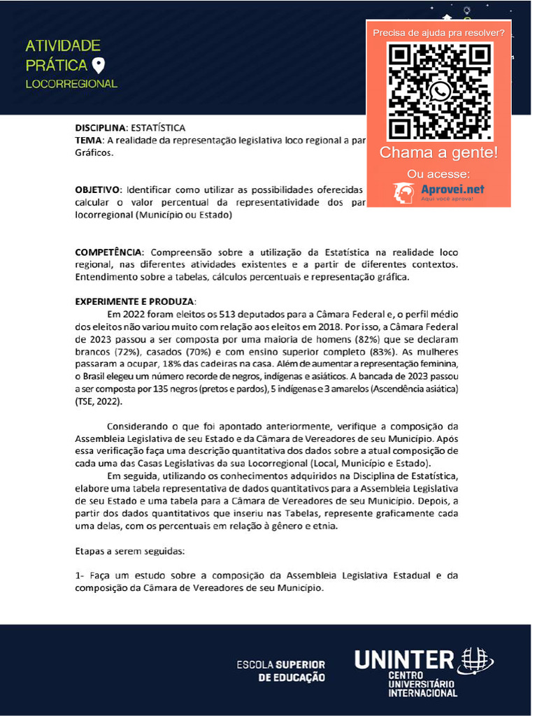 Atividade Prática - Estatistica Locorregional - Uninter | PDF | Histograma