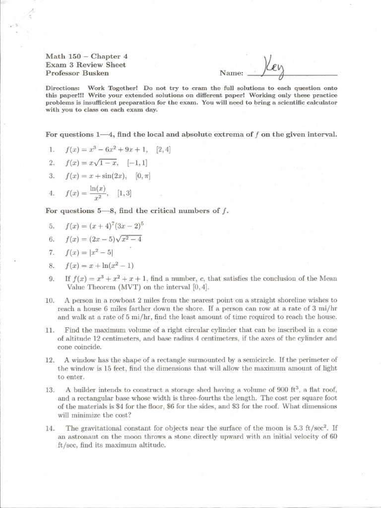 Exam3 Review Key 00100001 | PDF