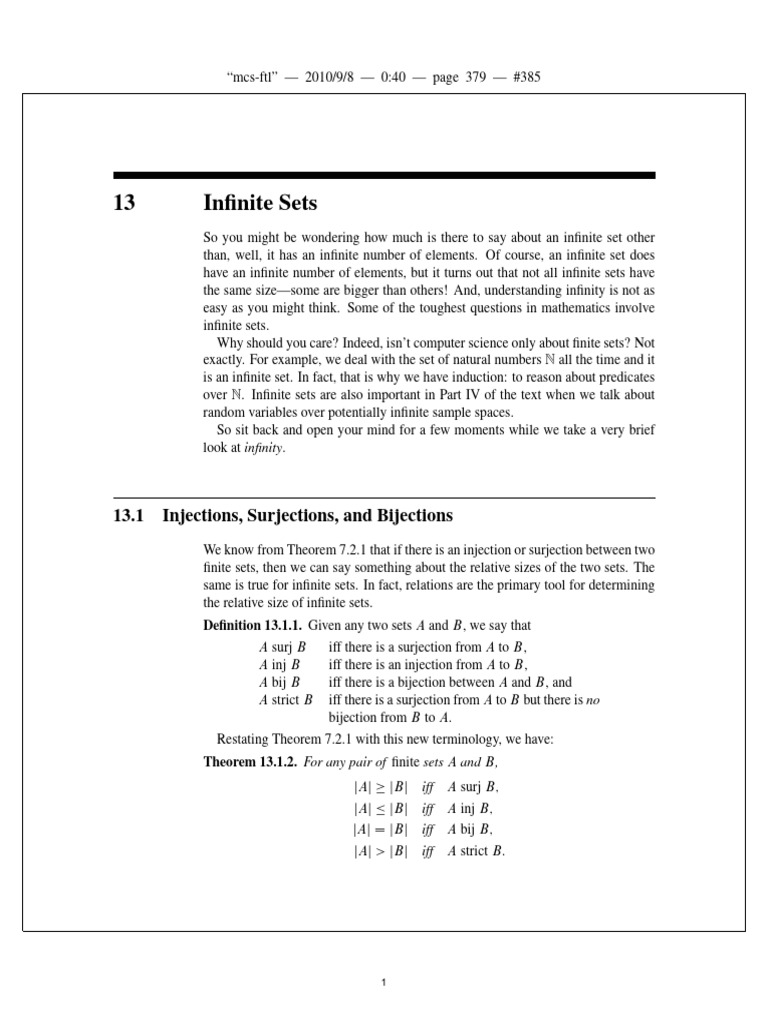 Chapter 13 - Infinite Sets - Lehman, Eric, Leighton, Tom, Meyer, Albert ...
