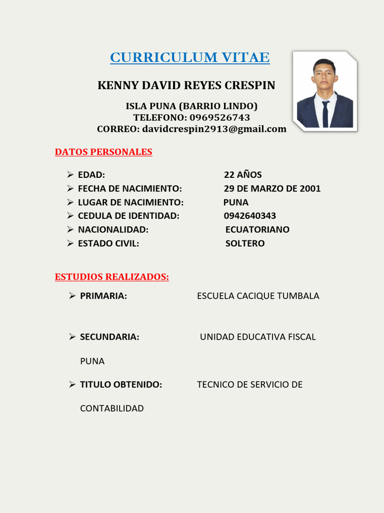 Curriculum Kenny Reyes | PDF