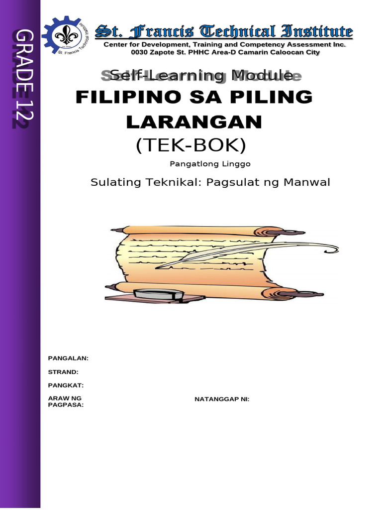 Week 3 Filipino Sa Piling Larangan Tek Bok | PDF