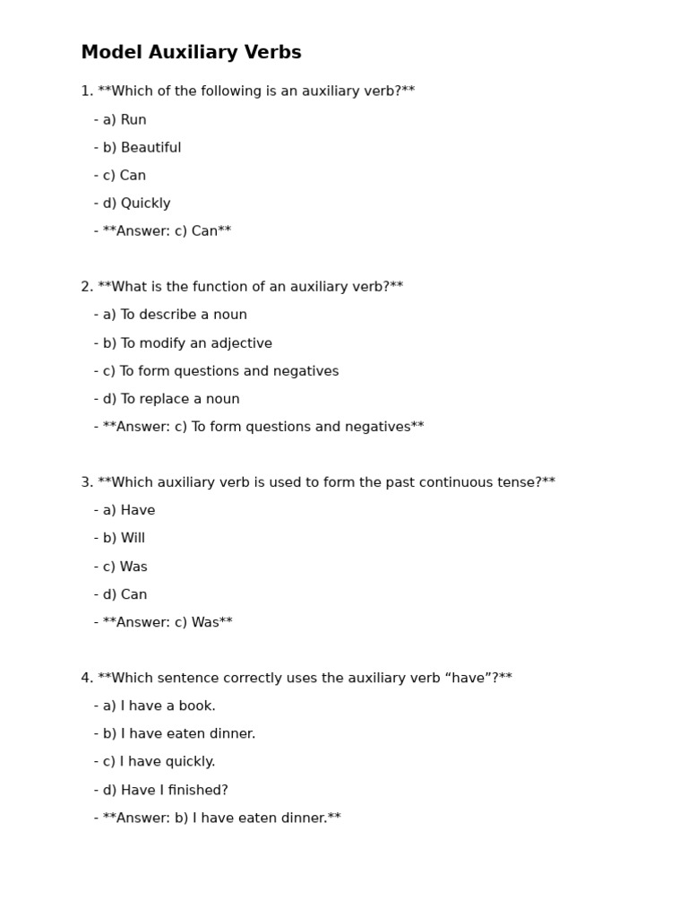Model Auxiliary Verbs | PDF