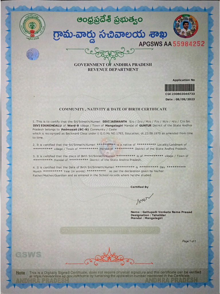 Caste Certificate | PDF