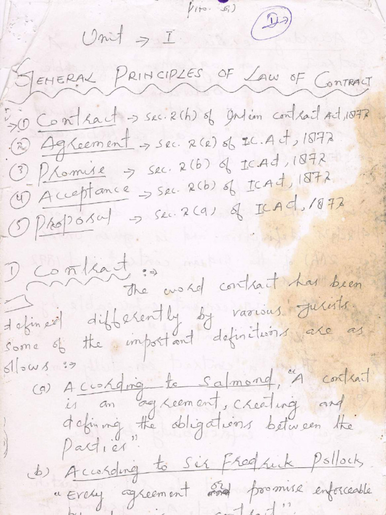 1-UNIt Contract Handwritten | PDF