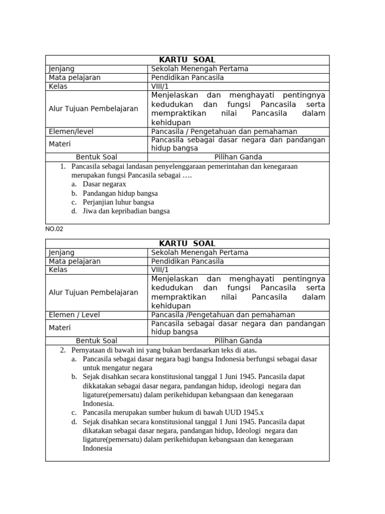 Kartu Soal-Saj-Pp-8-23 | PDF