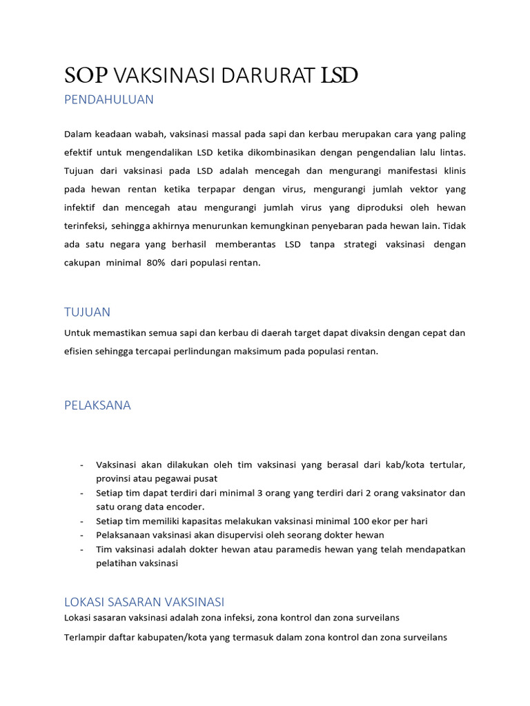 Sop Vaksinasi LSD | PDF