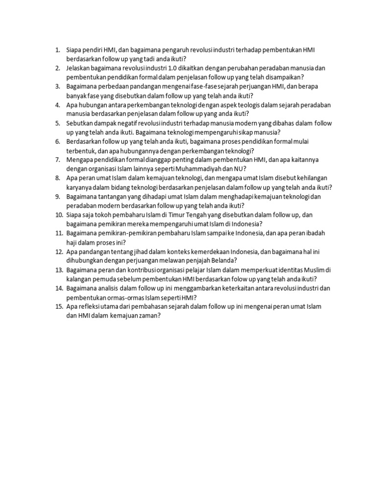 Pertanyaan Follow Up Materi SPI SPH | PDF