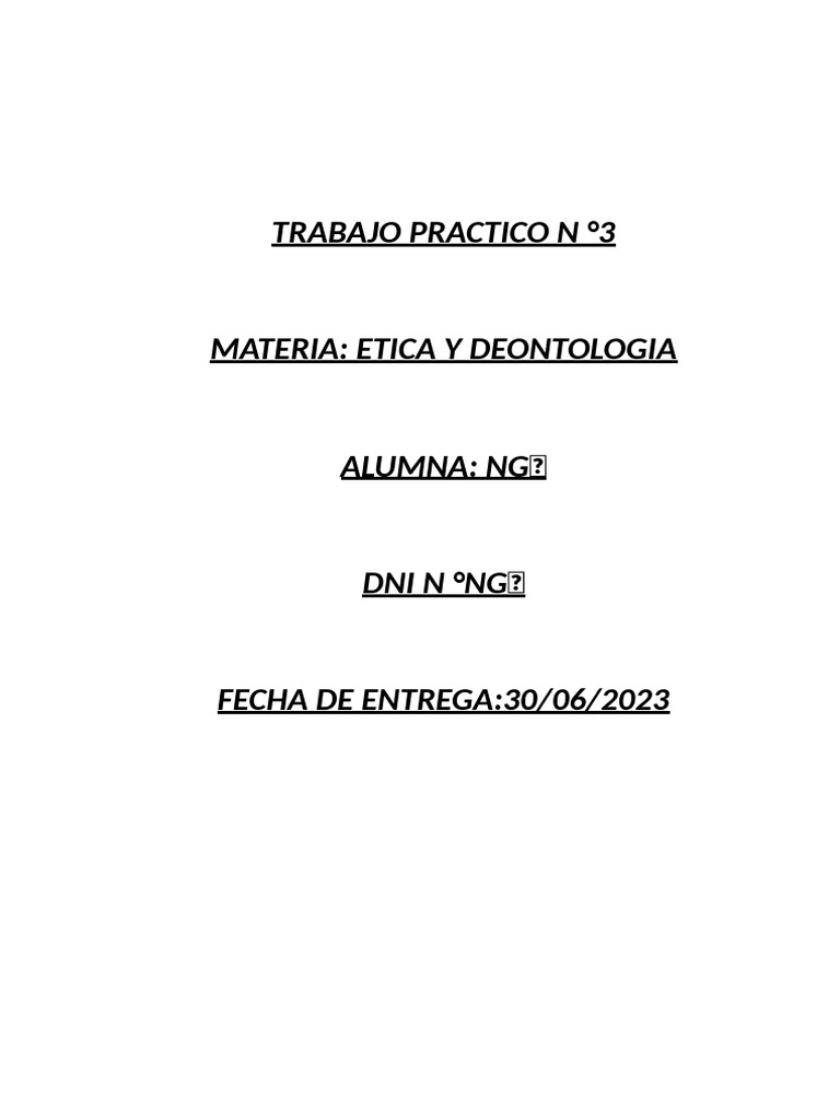 NG? TP3 Etica y Deontologia | PDF