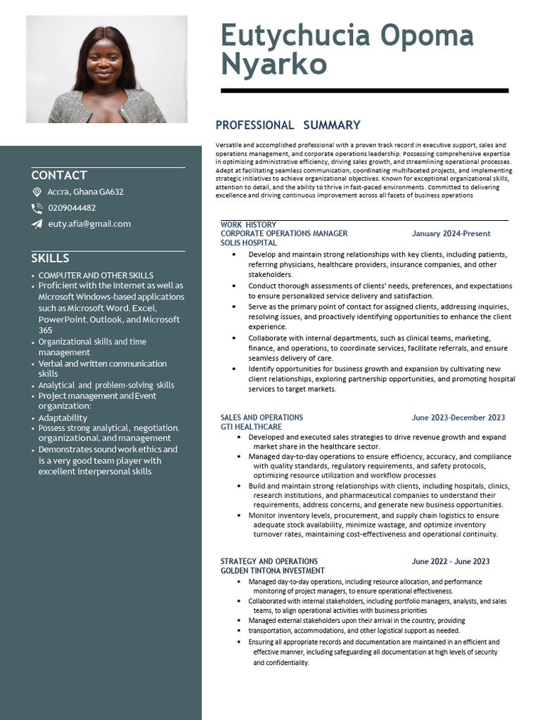 Curriculum Vitae (Eutychucia Opoma Nyarko CV) | PDF