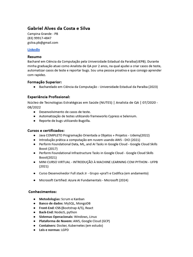 Gabriel Alves - CV | PDF