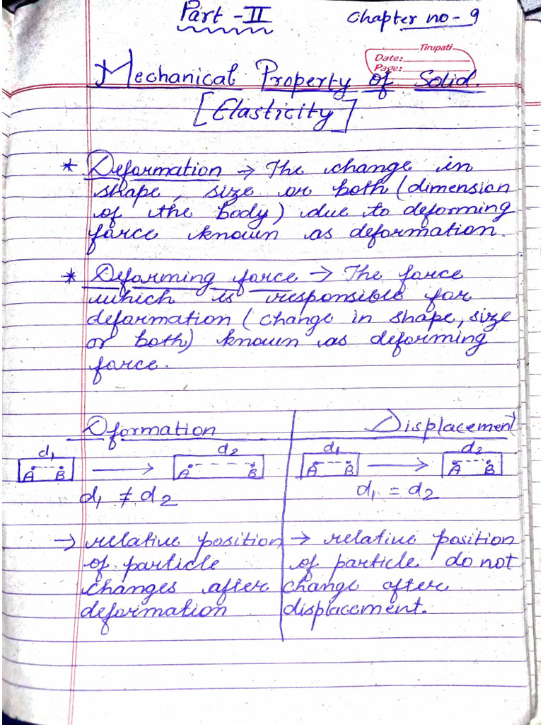 ELASTICITY Class 11 Notes | PDF