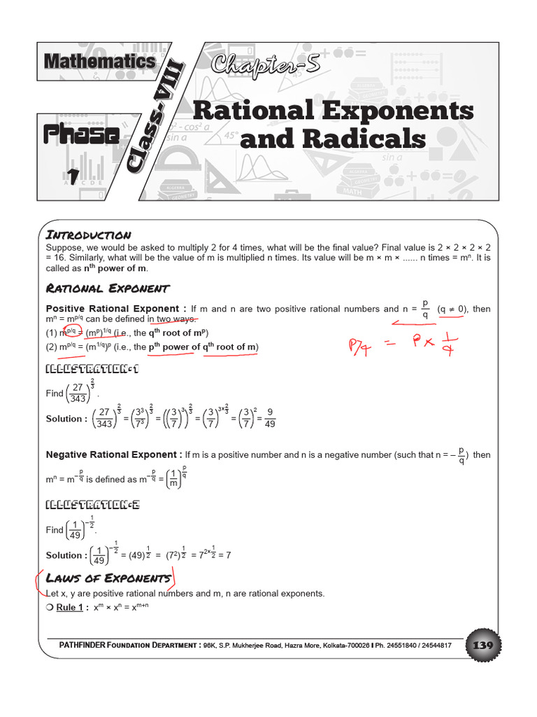 Class VIII Math: Rational Exponents | PDF | Mathematical Concepts | Abstract Algebra