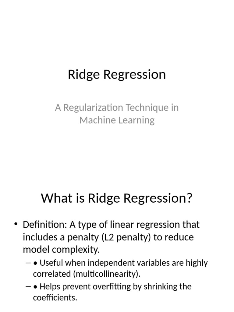 Ridge Regression Presentation | PDF