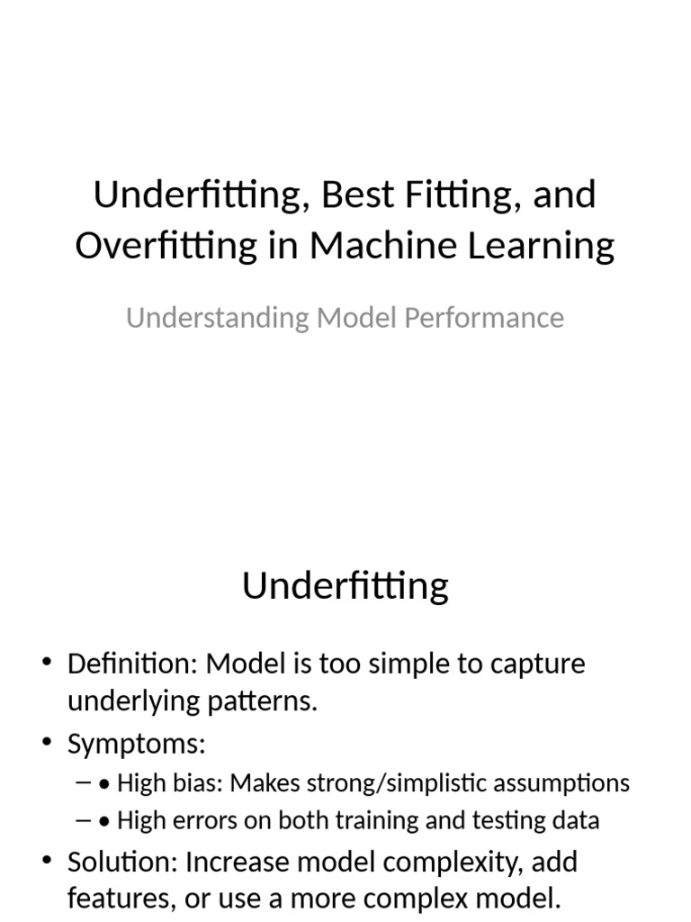 Model Performance Underfitting Overfitting | PDF
