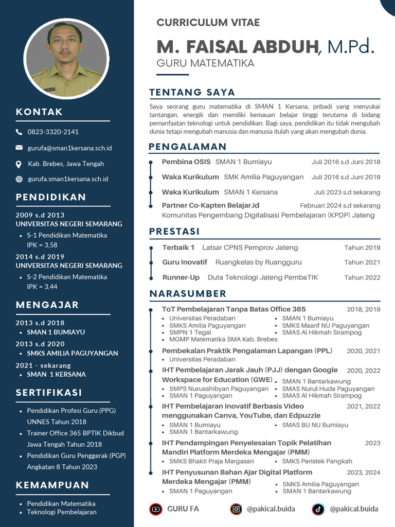 CV M. FAISAL ABDUH, M.Pd. - AGS 2024 | PDF