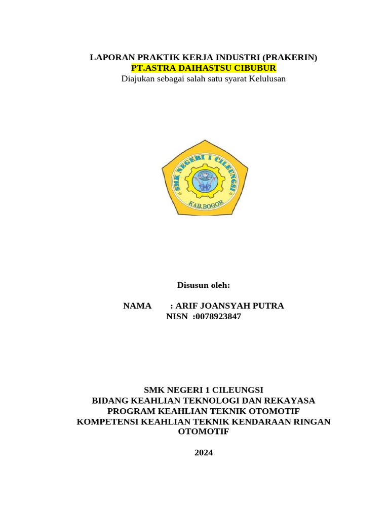 Edit 1 Laporan Praktik Kerja Industri - Angger | PDF