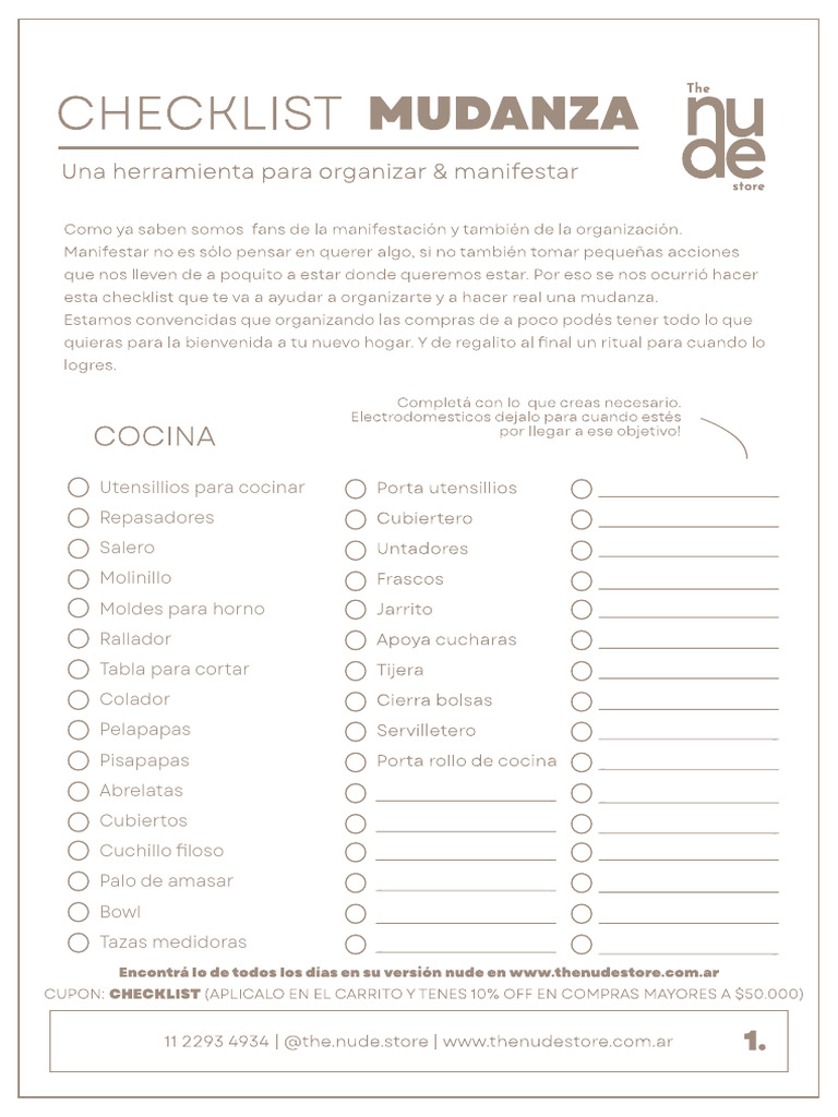 Checklist Mudanza - The Nude Store | PDF