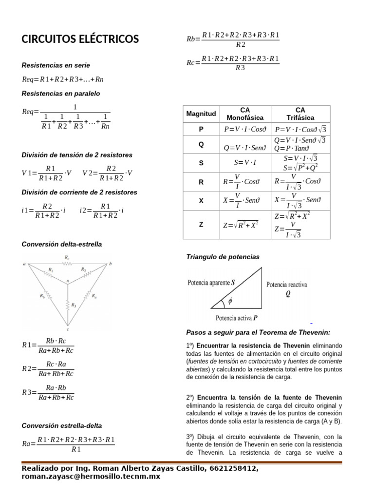 Formulario Circuitos Eléctricos | PDF