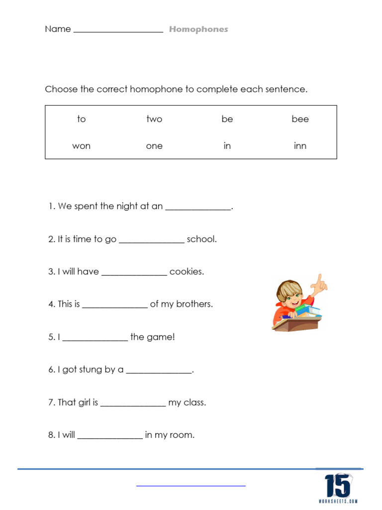 Homophones Worksheet 1 | PDF