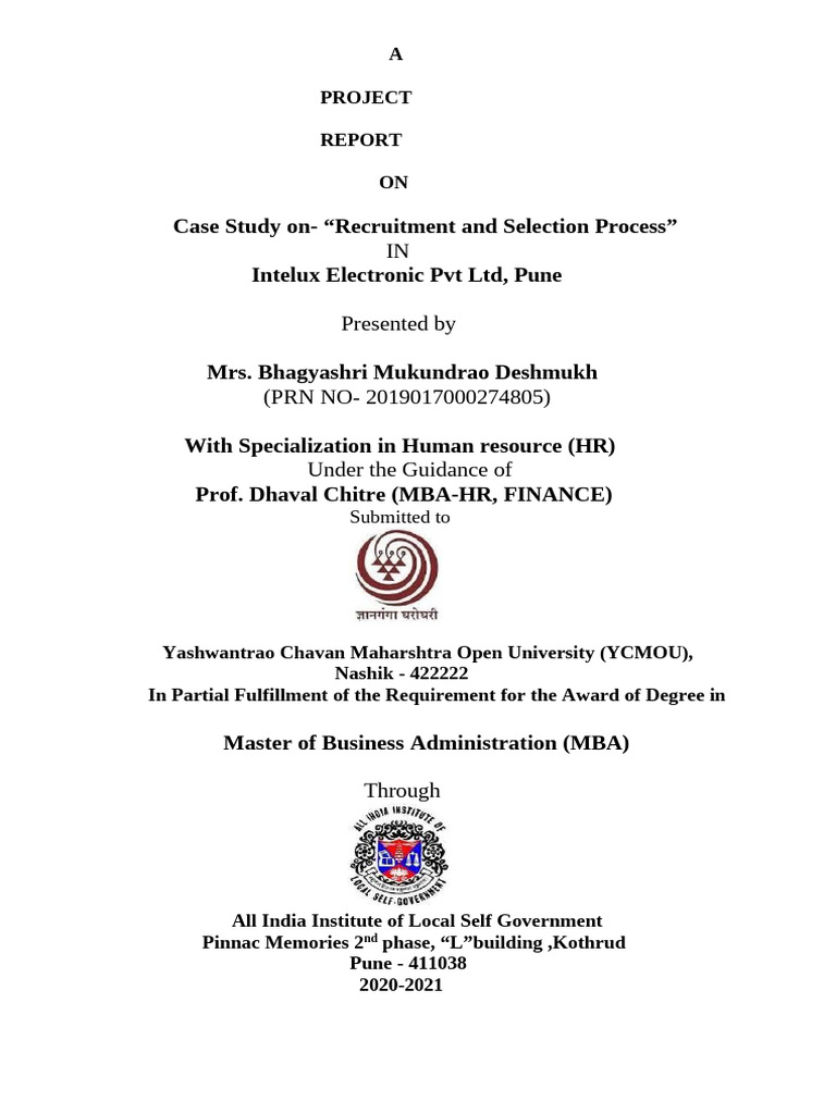 MBA Project Report On HR | PDF