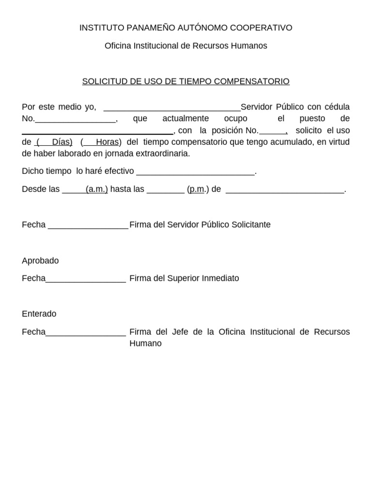 Solicitud de Tiempo Compensatorio | PDF