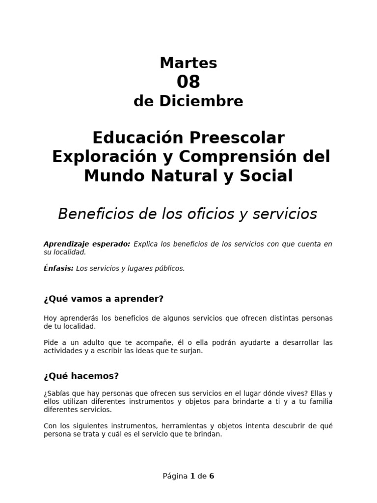 Educación Preescolar Exploración y Comprensión Del Mundo Natural y ...
