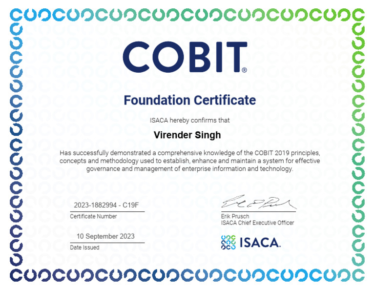COBIT 2019 Foundation Certificate | PDF