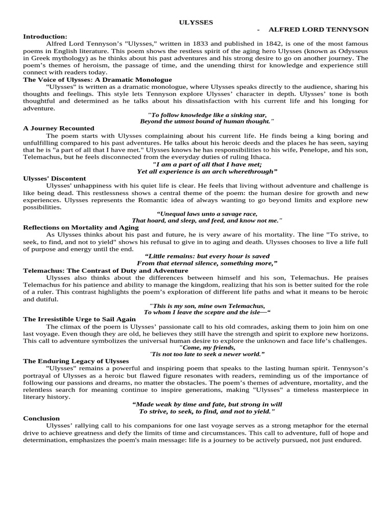 Ulysses (Essay) | PDF