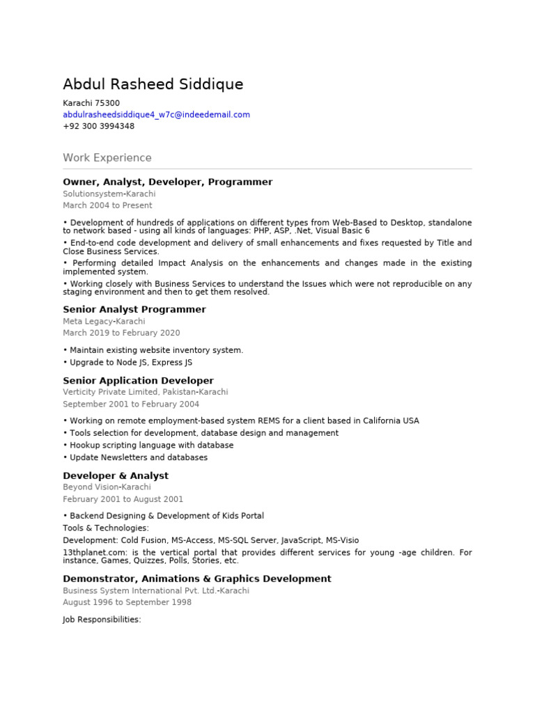 Resume Abdul Rasheed Siddique | PDF
