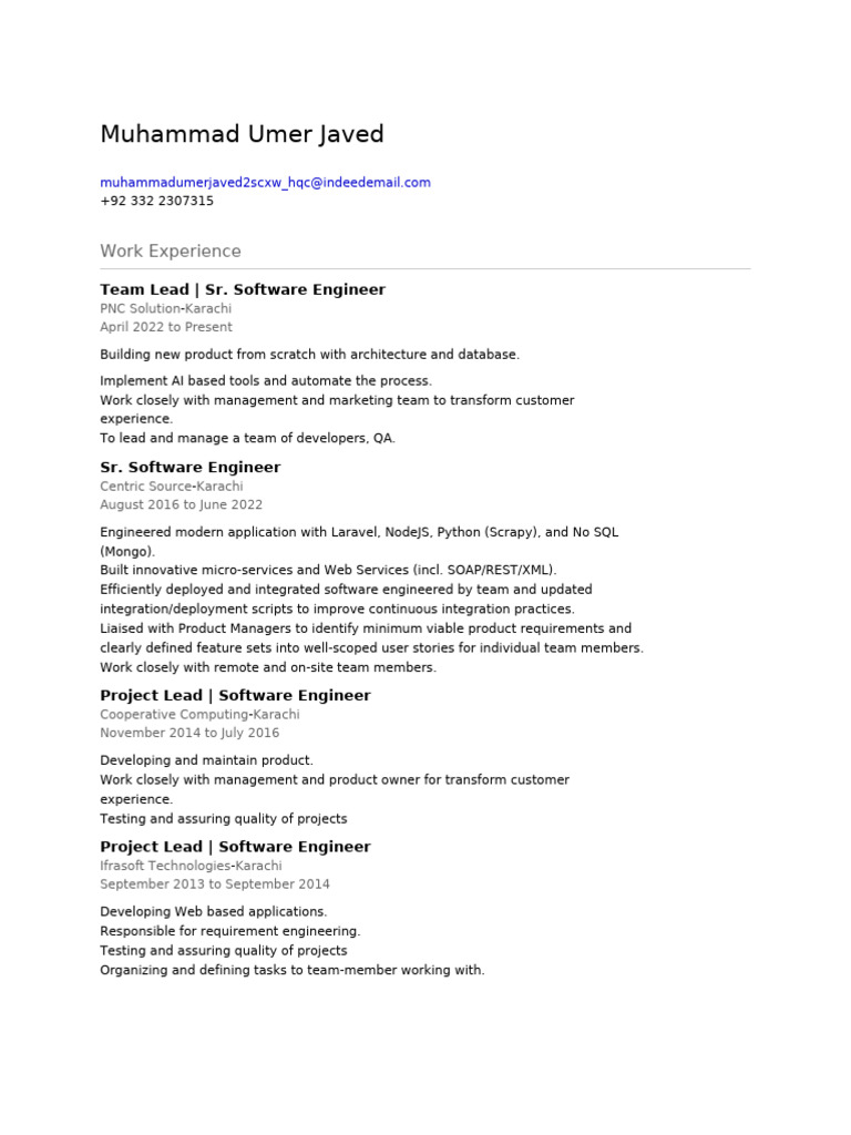 Resume Muhammad Umer Javed | PDF
