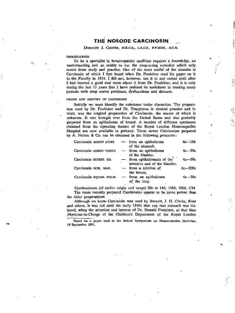 The Nosode Carcinosin | PDF