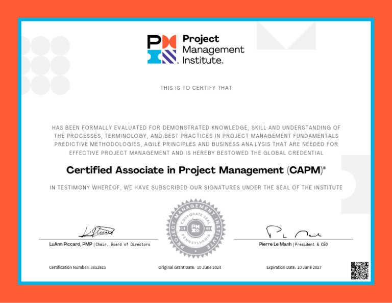 PMI CAPM Certificate | PDF