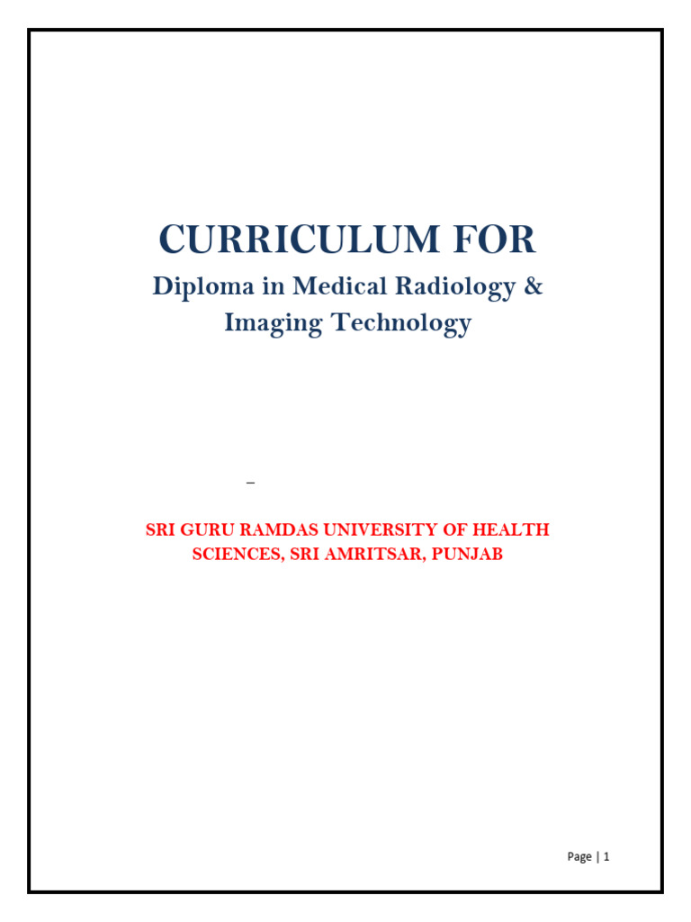 Diploma in Medical Radiology & Imaging Technology | PDF