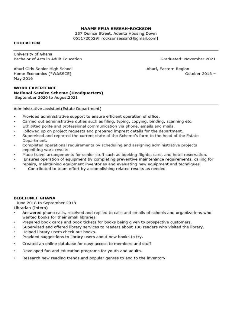Maame Efua's Professional Profile | PDF | Libraries | Computing
