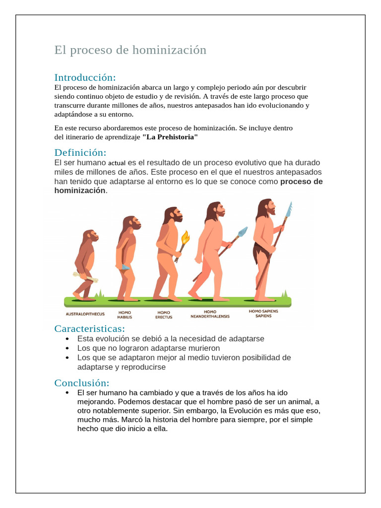 El Proceso de Hominización | PDF
